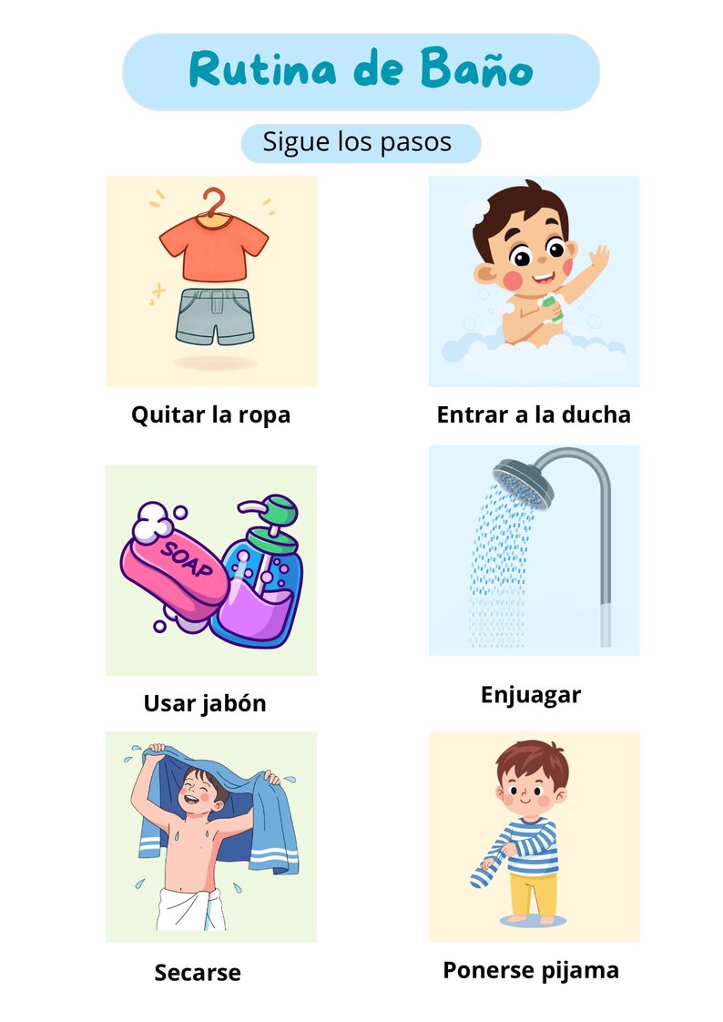 Printable Bath Routine for Kids | Children's Daily Habits | Reward ...