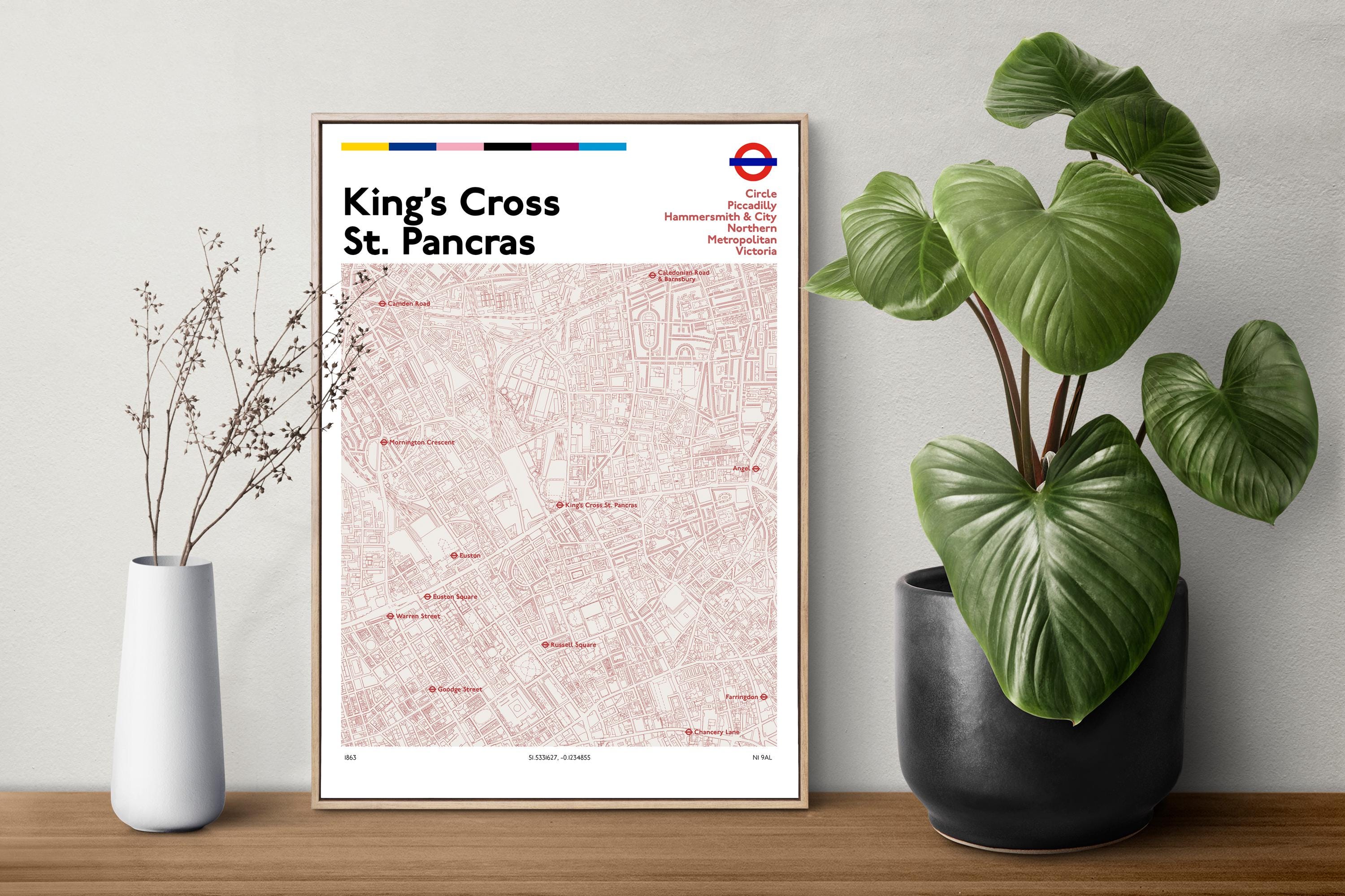 London Underground Minimalist Tube Map Kings Cross St Pancras Poster ...