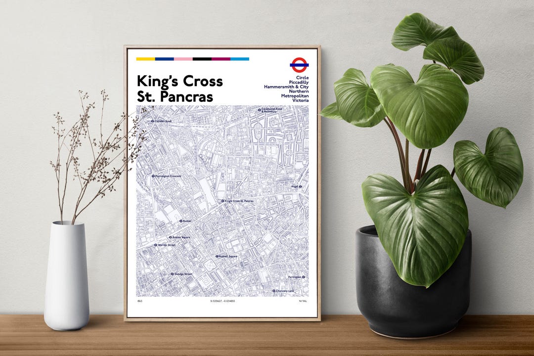 London Underground Minimalist Tube Map Kings Cross St Pancras Poster ...