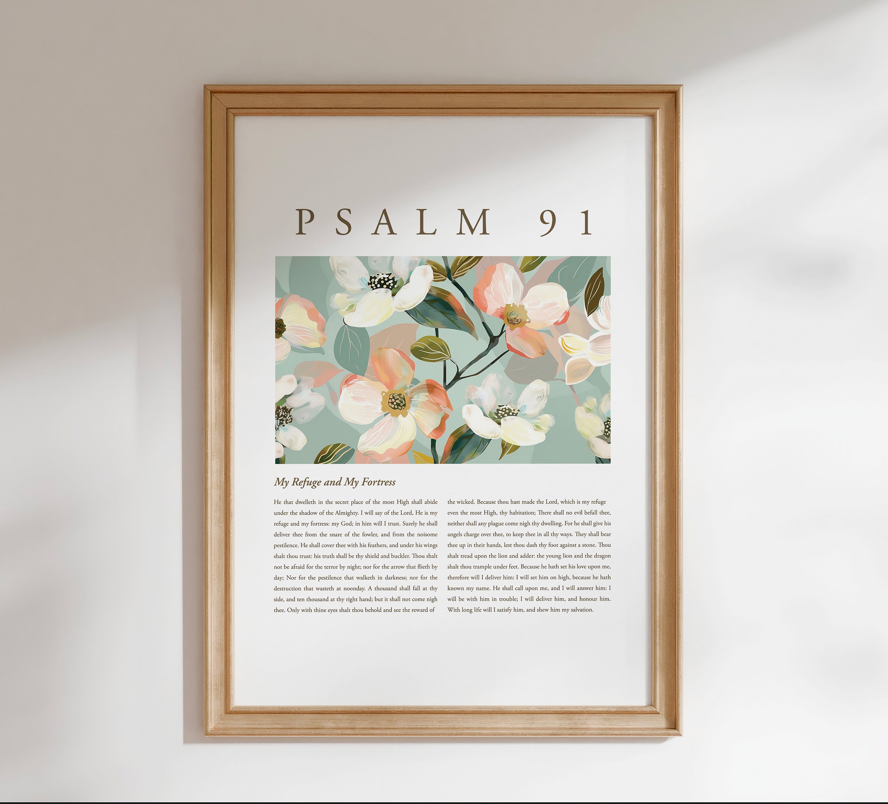 Psalm 91 King James Version. Printable Gospel Flower Decor. Bible Verse ...