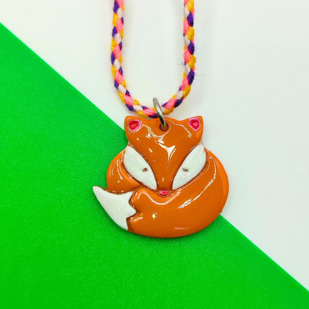ROX | Fox Necklace | Children's Jewelry | Orange, White | Handmade - Etsy