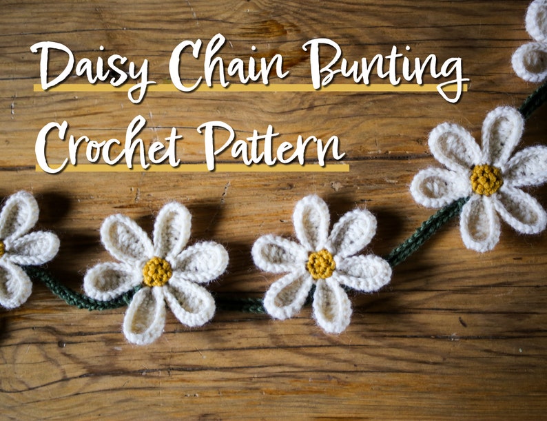 No Sew! Crochet Bunting - Groovy Daisy Chain PDF Pattern - Etsy