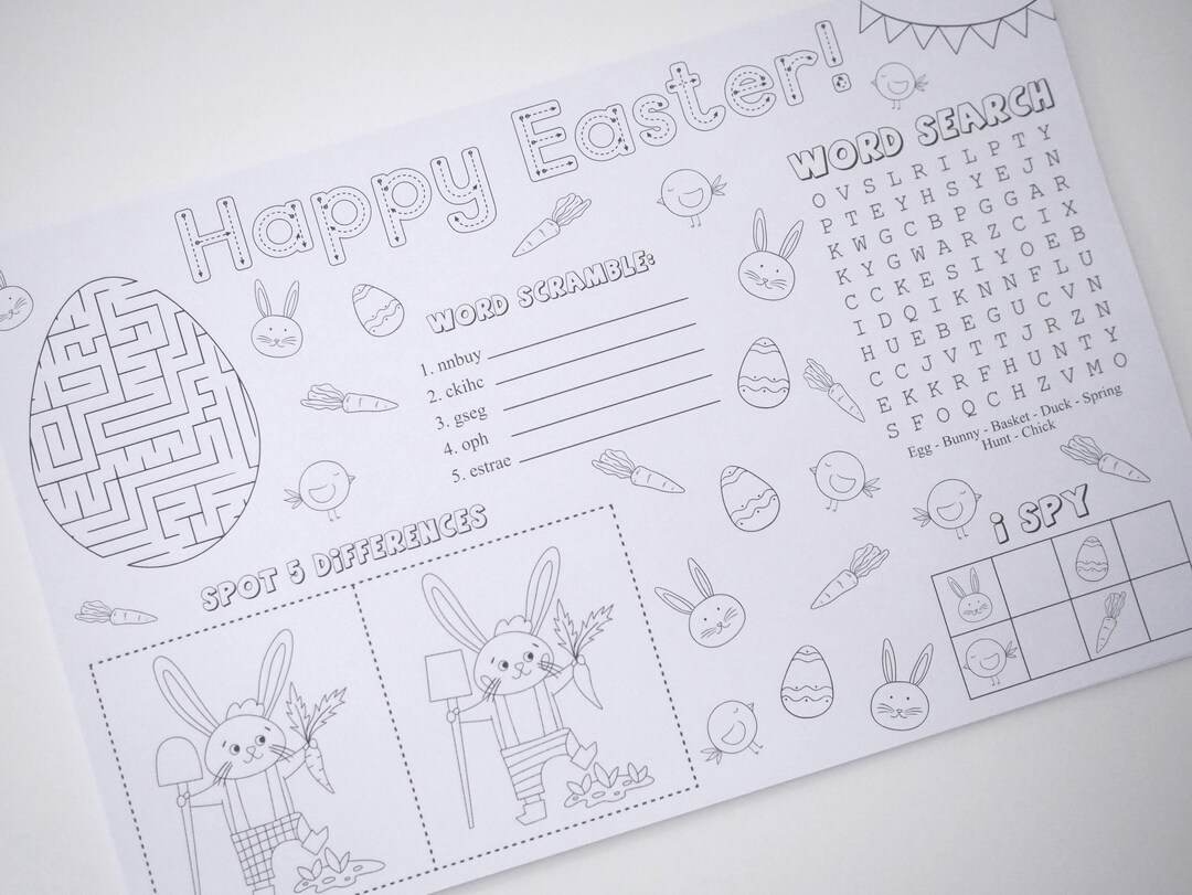 DIGITAL FILE - Easter Coloring Placemat / Easter Activity Sheet - Etsy