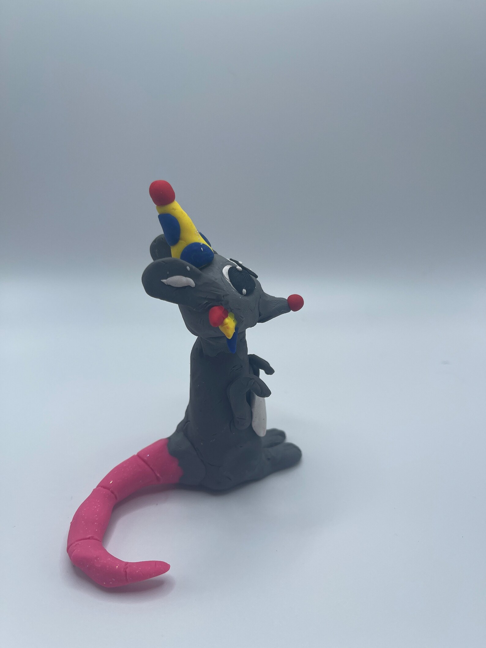Hand-sculpted Polymer Clay Silly Clown Rat Figurine - Etsy