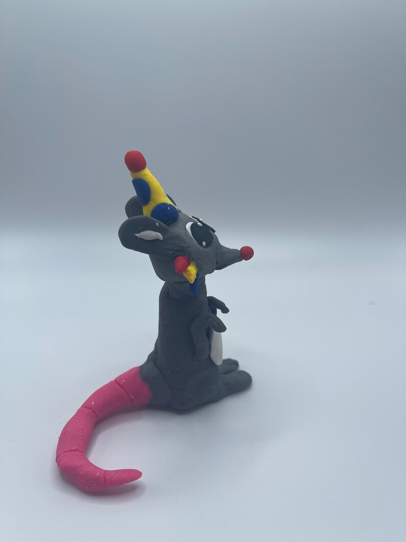 Hand-sculpted Polymer Clay Silly Clown Rat Figurine - Etsy