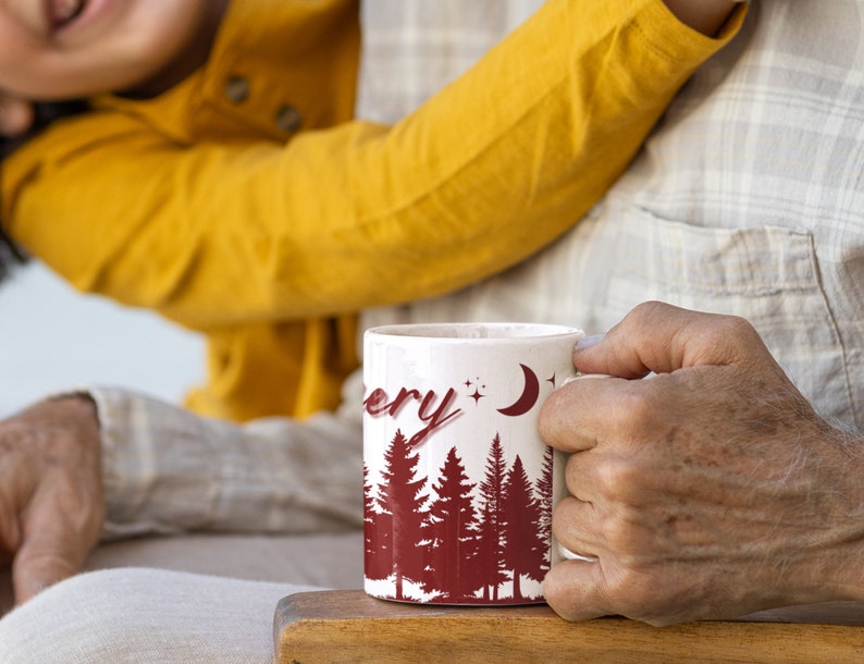 Personalized Campfire Mug, Custom Coffee Cup With Pine Trees, Perfect ...