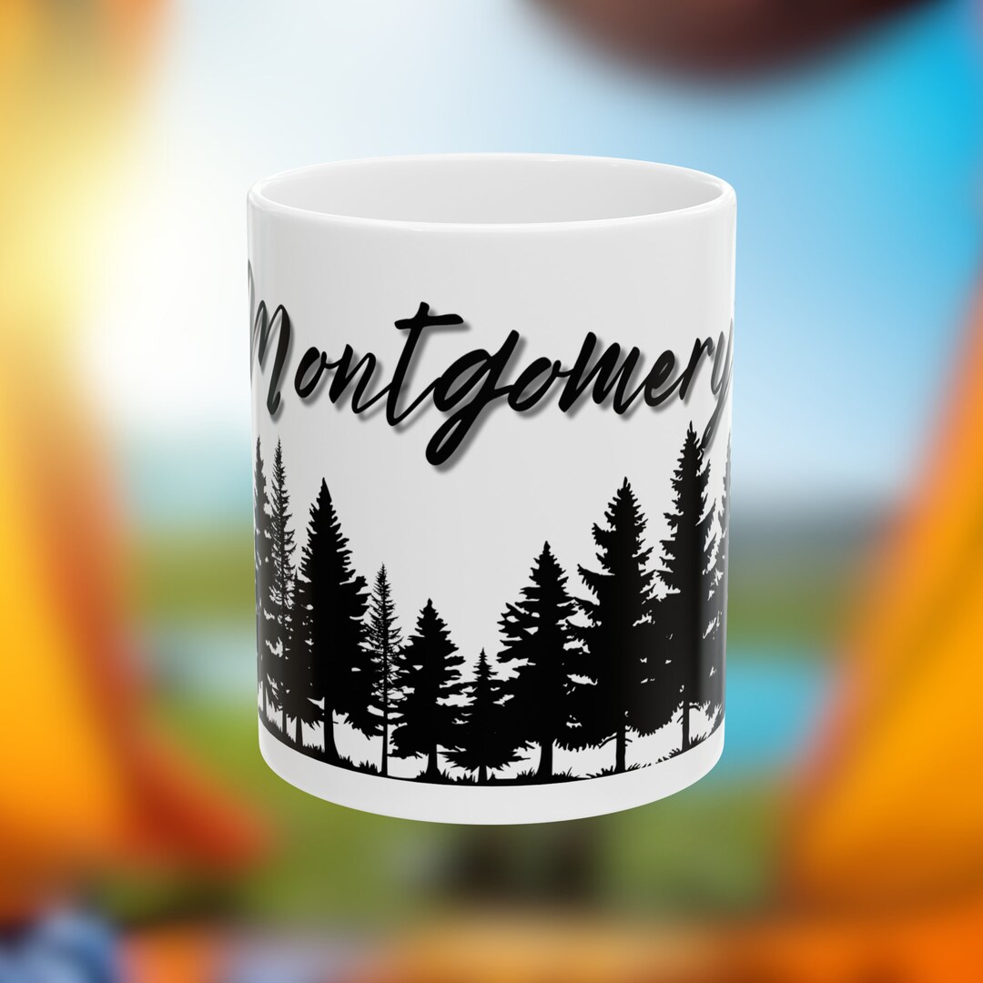 Personalized Campfire Mug, Custom Coffee Cup With Pine Trees, Perfect ...