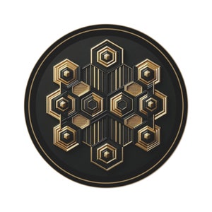 Modern Black and Gold Circular Rug Luxury Non-slip Indoor Decorative ...