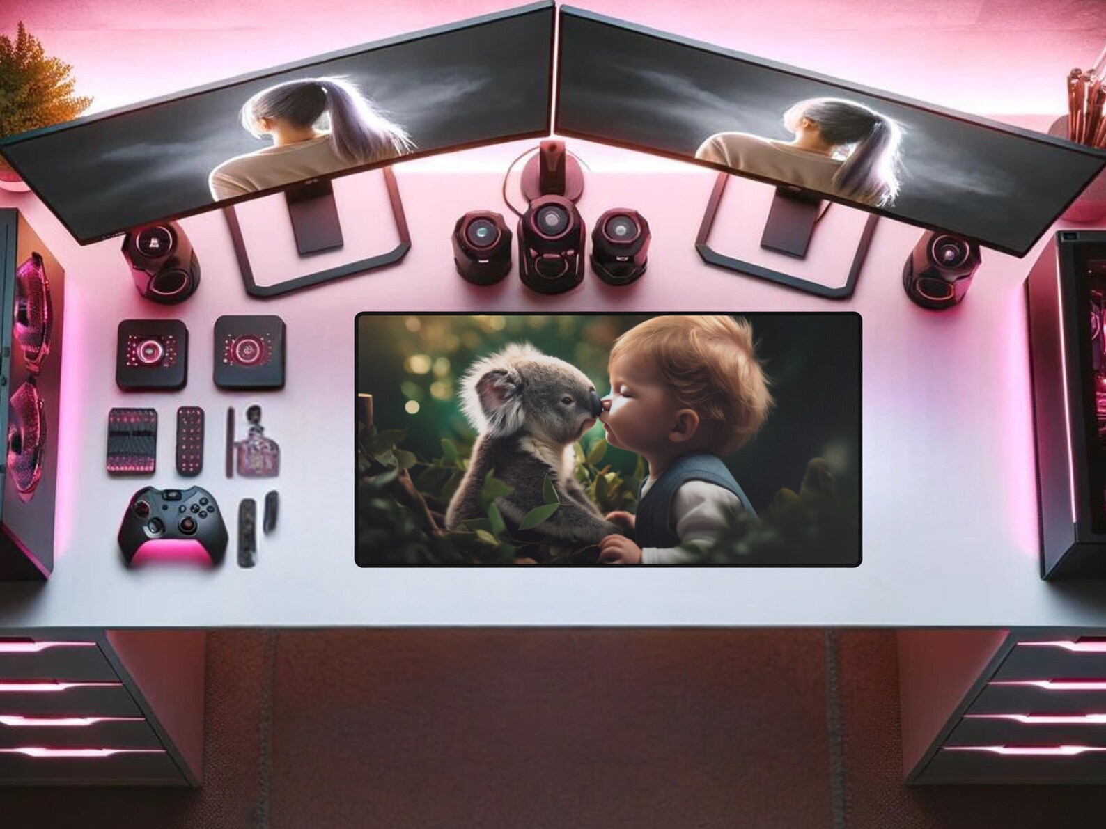 Charming Baby & Koala Extra Large Desk Mat Perfect for Home Office ...