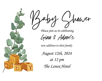 Editable Baby Blocks for Girl Baby Shower Invitation Template Download ...