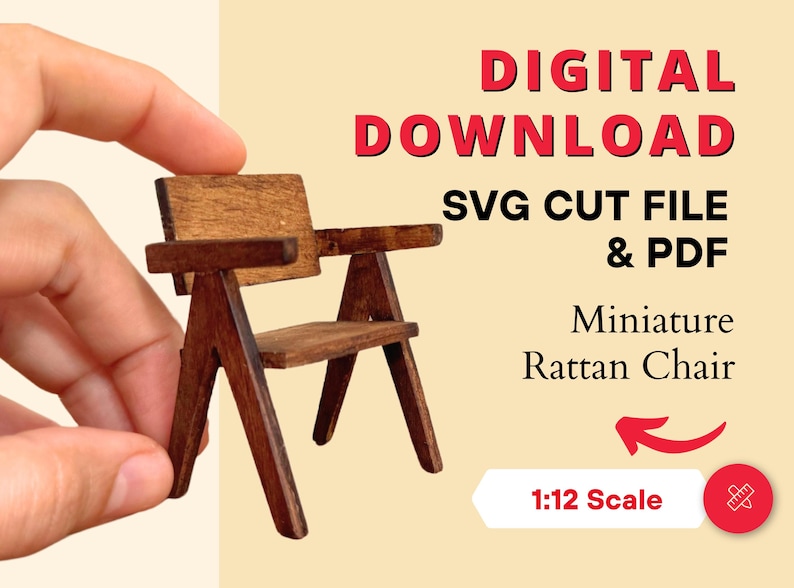 Dollhouse Rattan Chair SVG & PDF Pattern | 1:12 Scale Miniature - Etsy