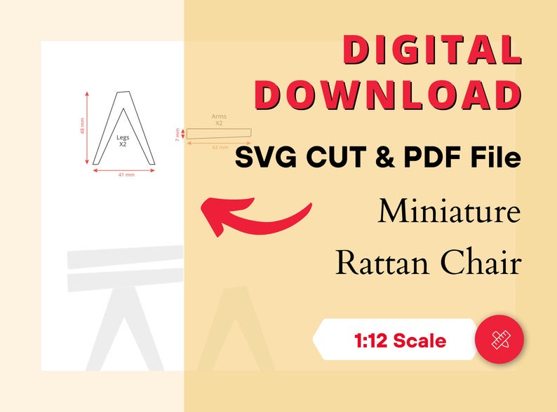 Dollhouse Rattan Chair SVG & PDF Pattern | 1:12 Scale Miniature - Etsy
