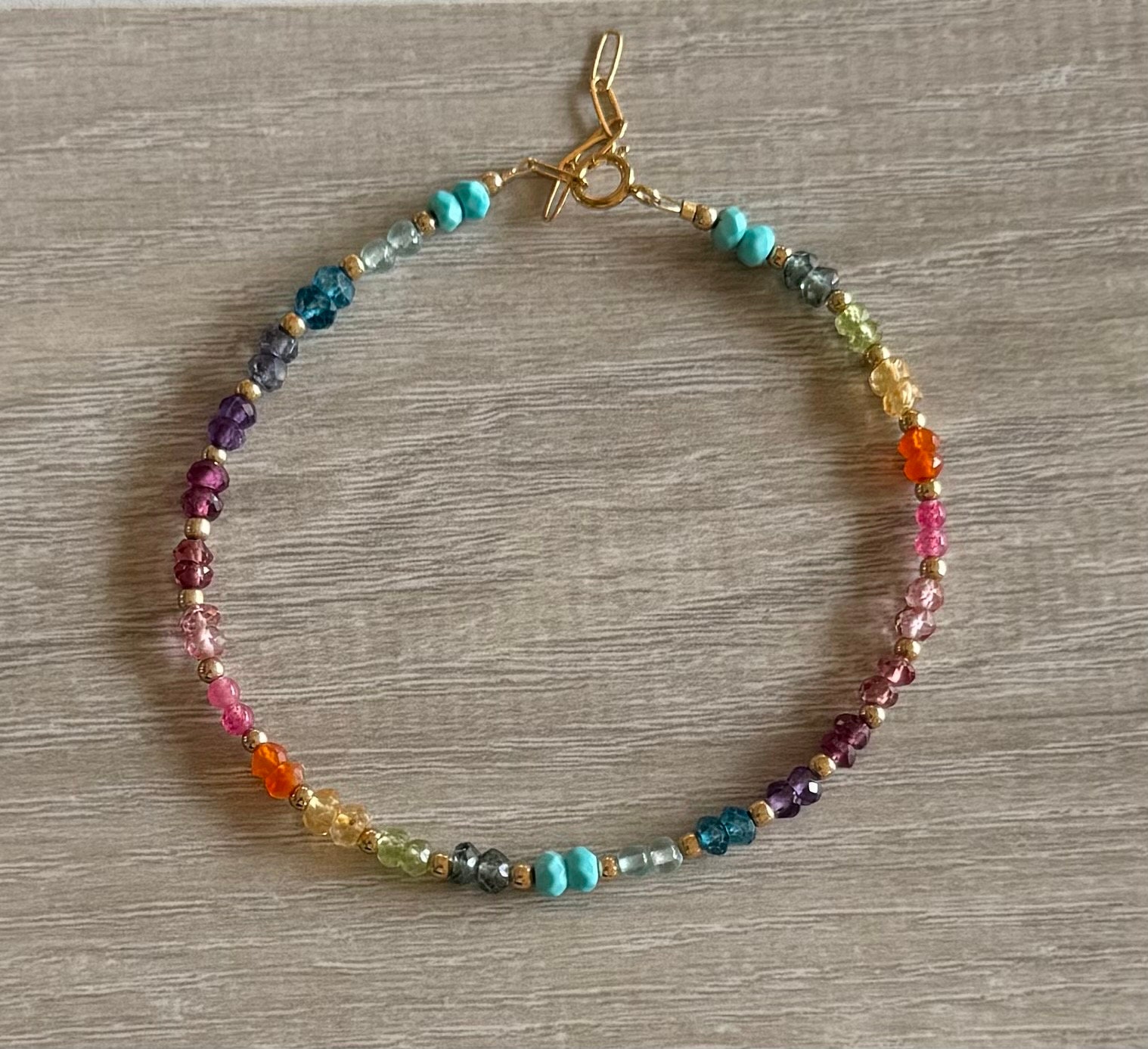 Rainbow Gemstone Bracelet Rainbow Lover Gifts Multi Gemstone Colorful ...