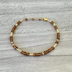 Andalusite Gemstone Bracelet, Gold Filled Brown Stone Jewelry ...