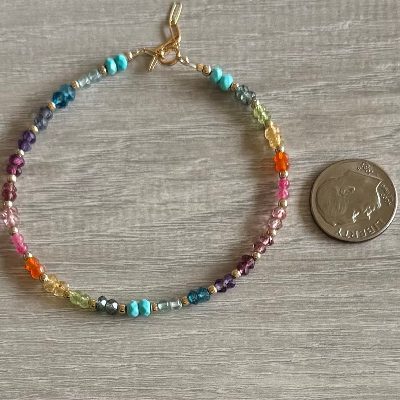 Rainbow Gemstone Bracelet Rainbow Lover Gifts Multi Gemstone Colorful ...