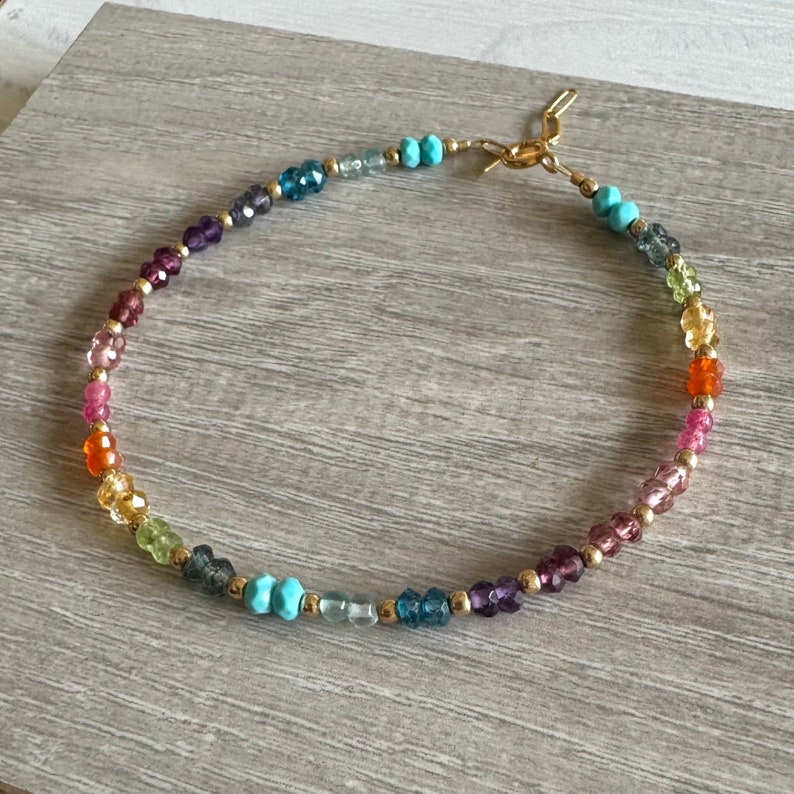 Rainbow Gemstone Bracelet Rainbow Lover Gifts Multi Gemstone Colorful ...