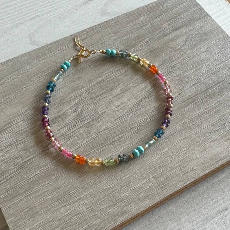 Rainbow Gemstone Bracelet Rainbow Lover Gifts Multi Gemstone Colorful ...
