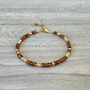 Andalusite Gemstone Bracelet, Gold Filled Brown Stone Jewelry ...
