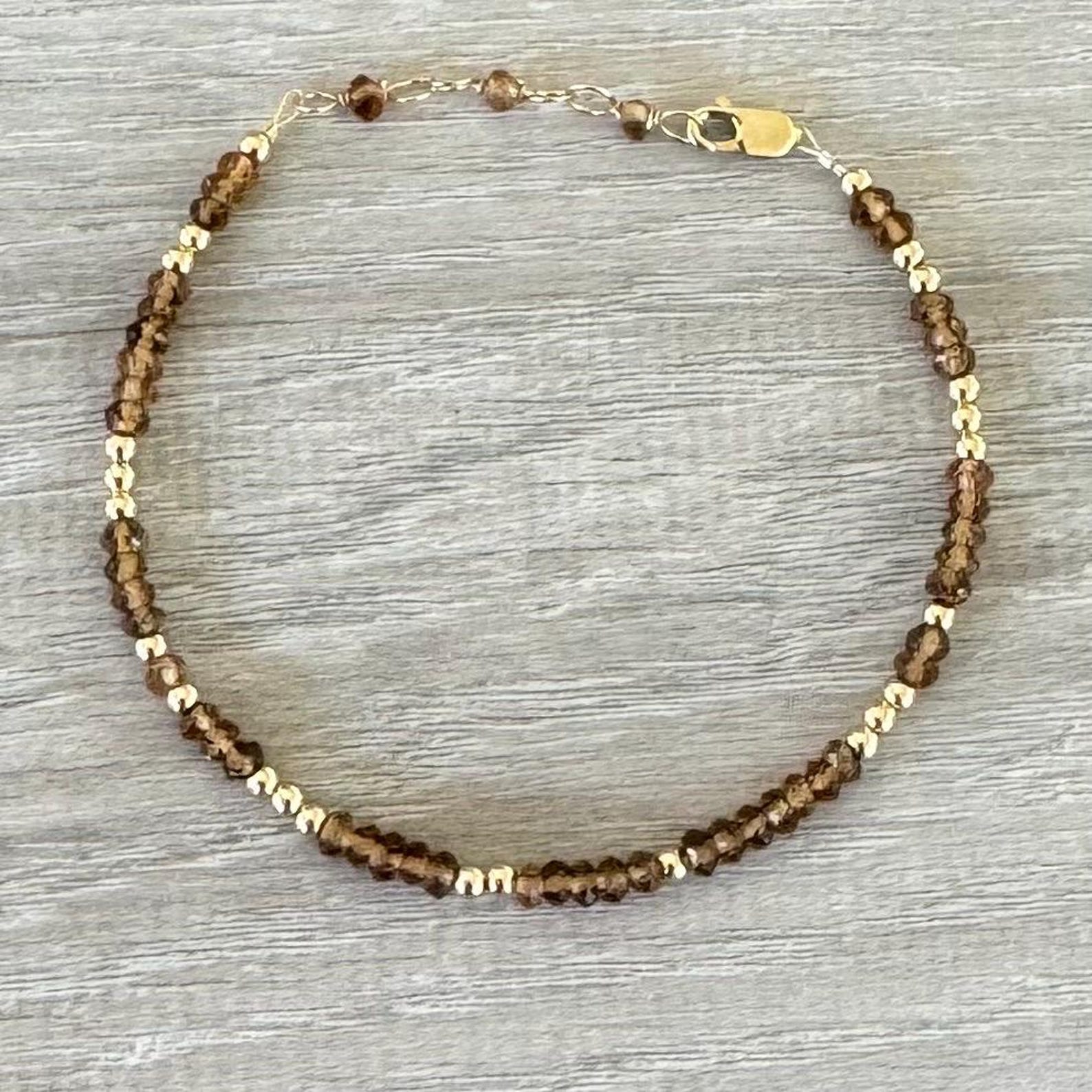 Andalusite Gemstone Bracelet: 14k Gold Filled, Brown Crystal Jewelry - Etsy