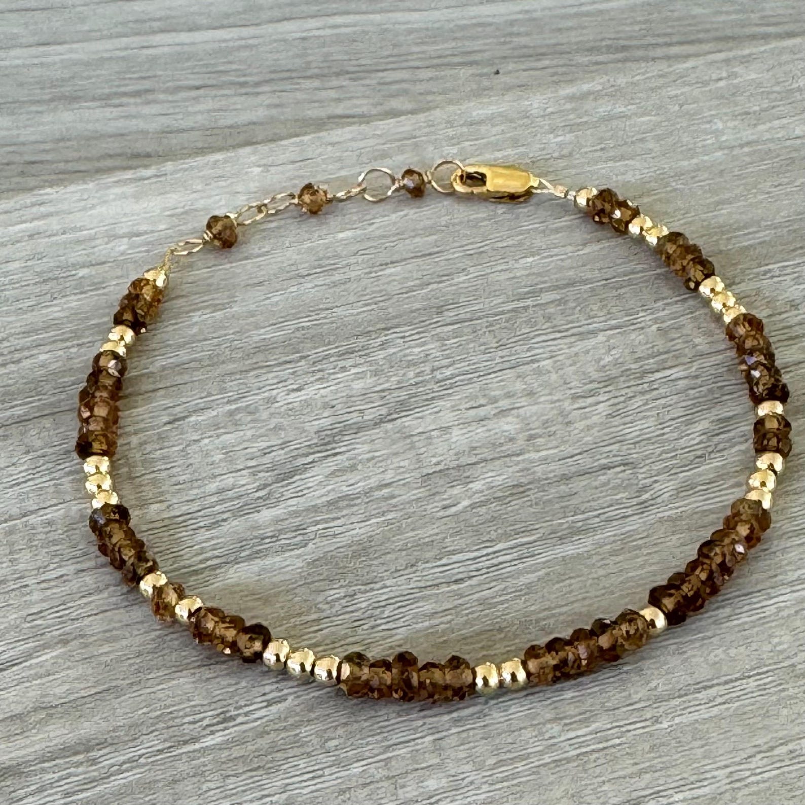 Andalusite Gemstone Bracelet: 14k Gold Filled, Brown Crystal Jewelry - Etsy