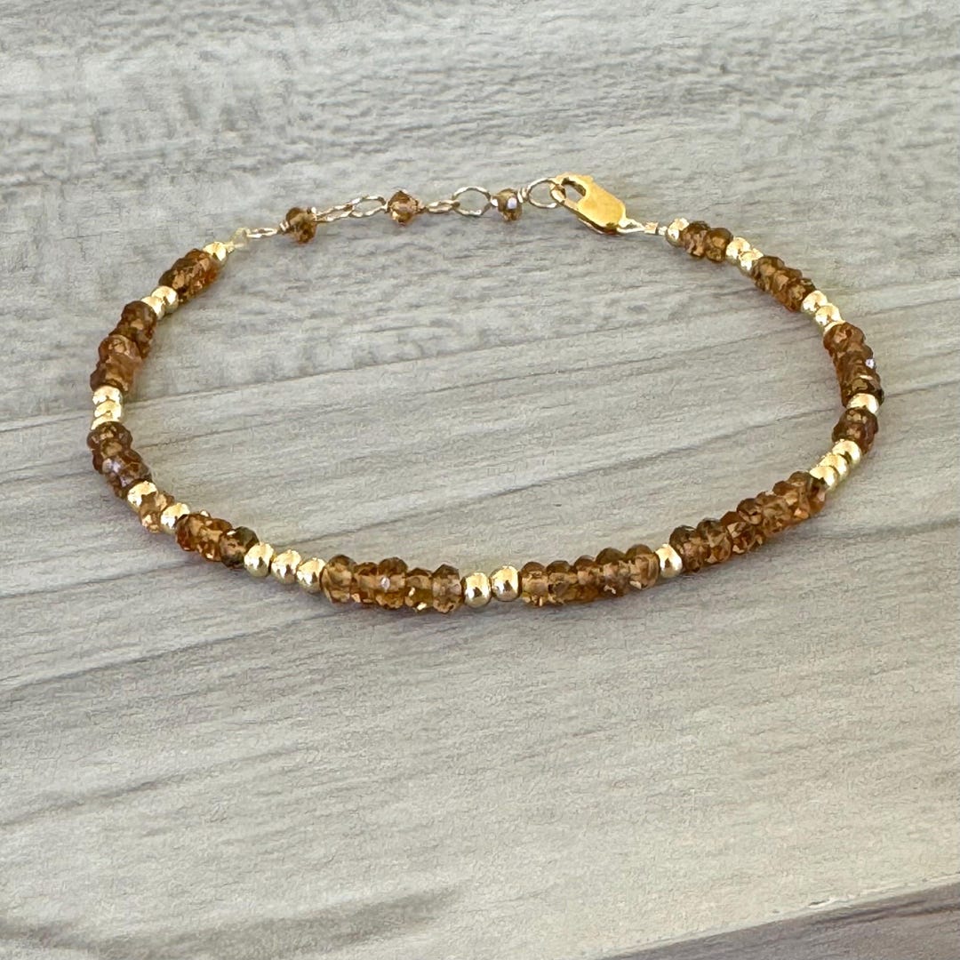 Andalusite Gemstone Bracelet, Gold Filled Brown Stone Jewelry ...
