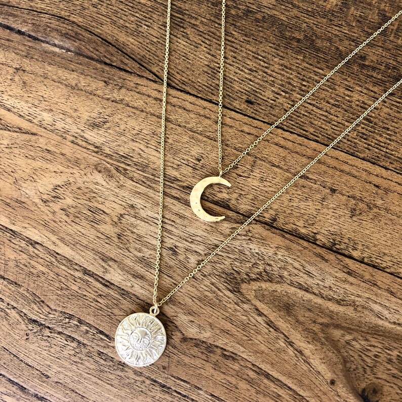 Sun Pendant Gold, Sun Coin Necklace, Gold Sun Coin Necklace, Gold Sun ...