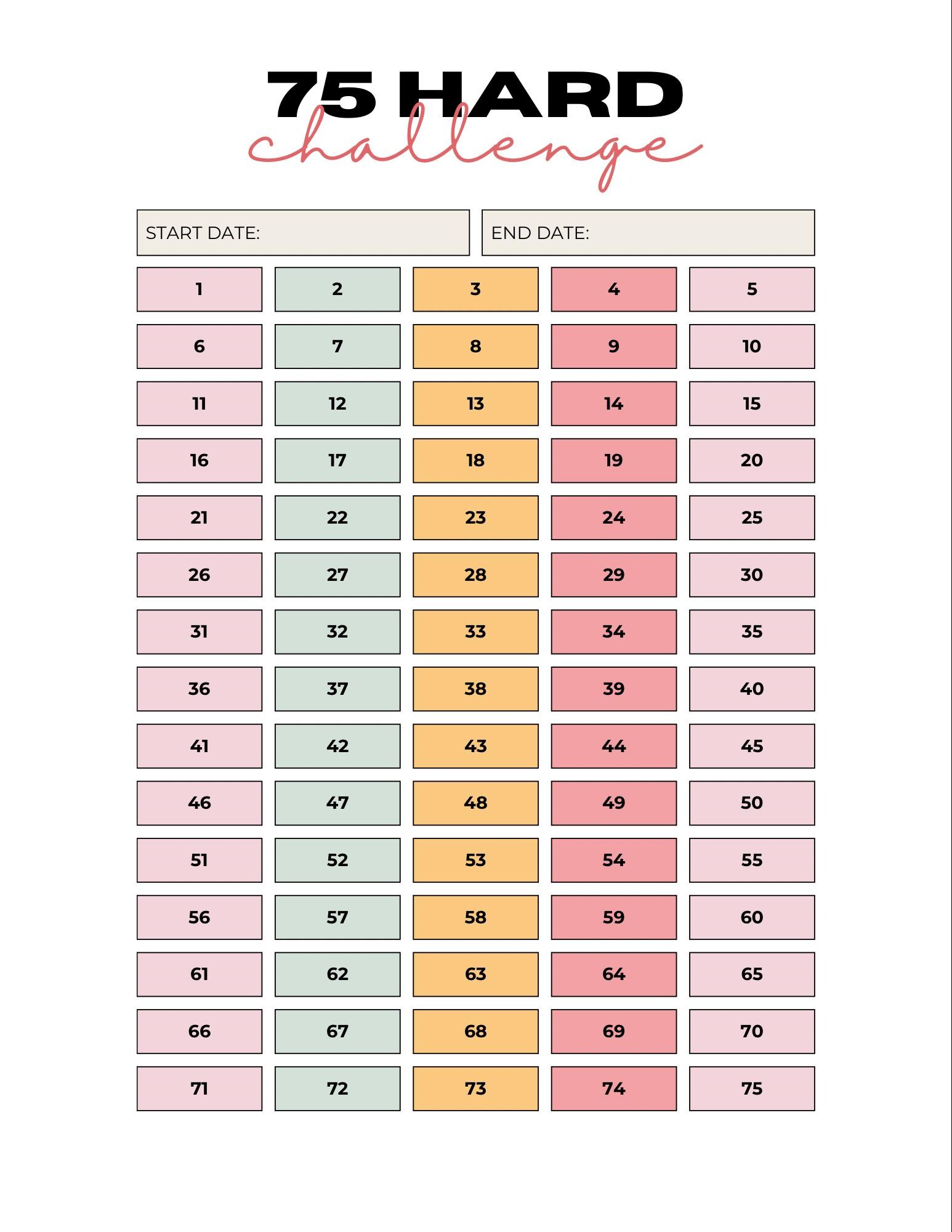 75 Hard Challenge - Etsy