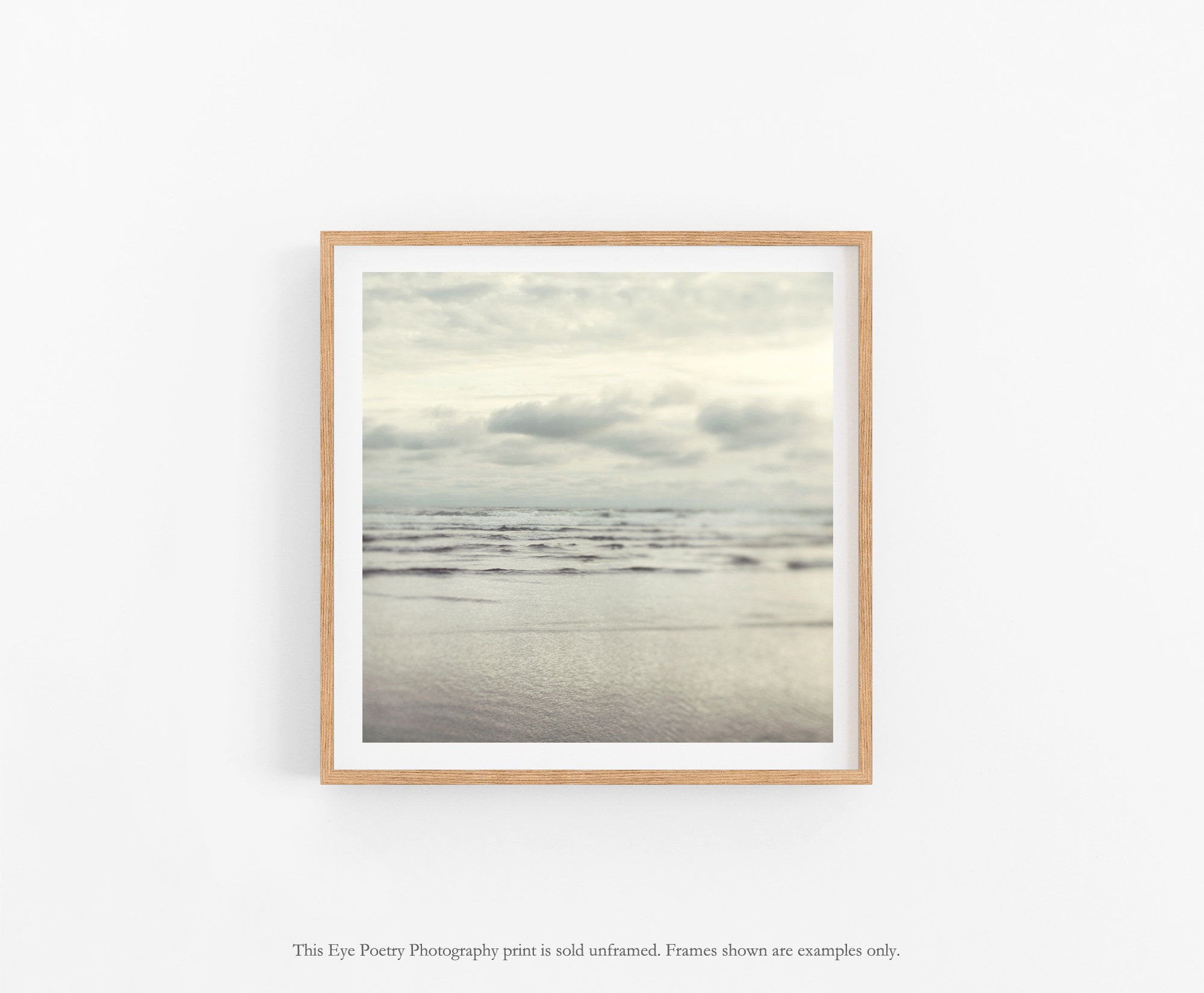 Muted Minimalist Ocean Photography Print Fine Art Gray Silver Waves ...