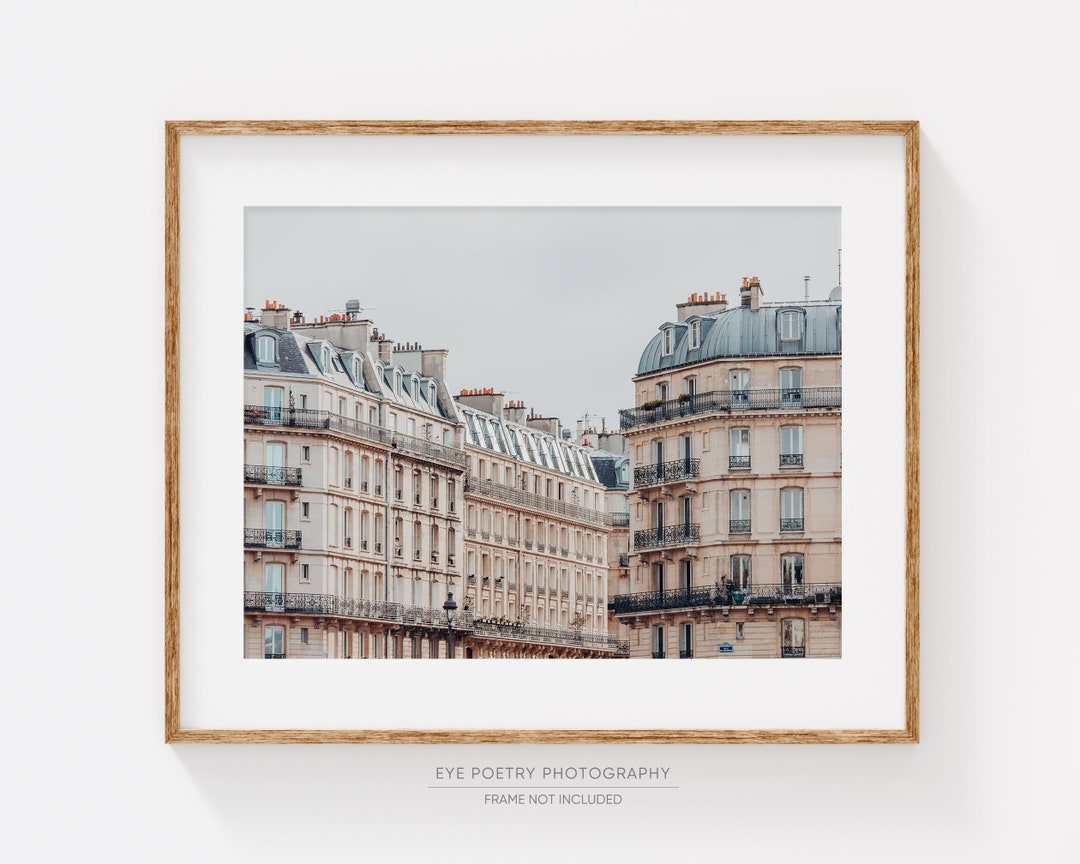 Paris Wall Art Print, Parisian Architecture in Muted Neutrals, Large ...
