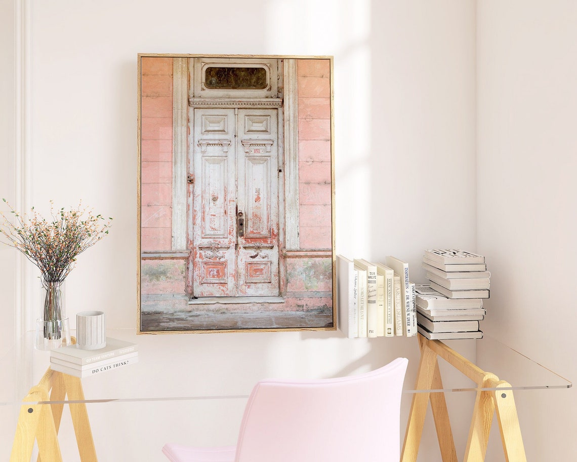 Pastel Door Photograph, Rustic Door Print, Shabby Chic Decor, Blush ...