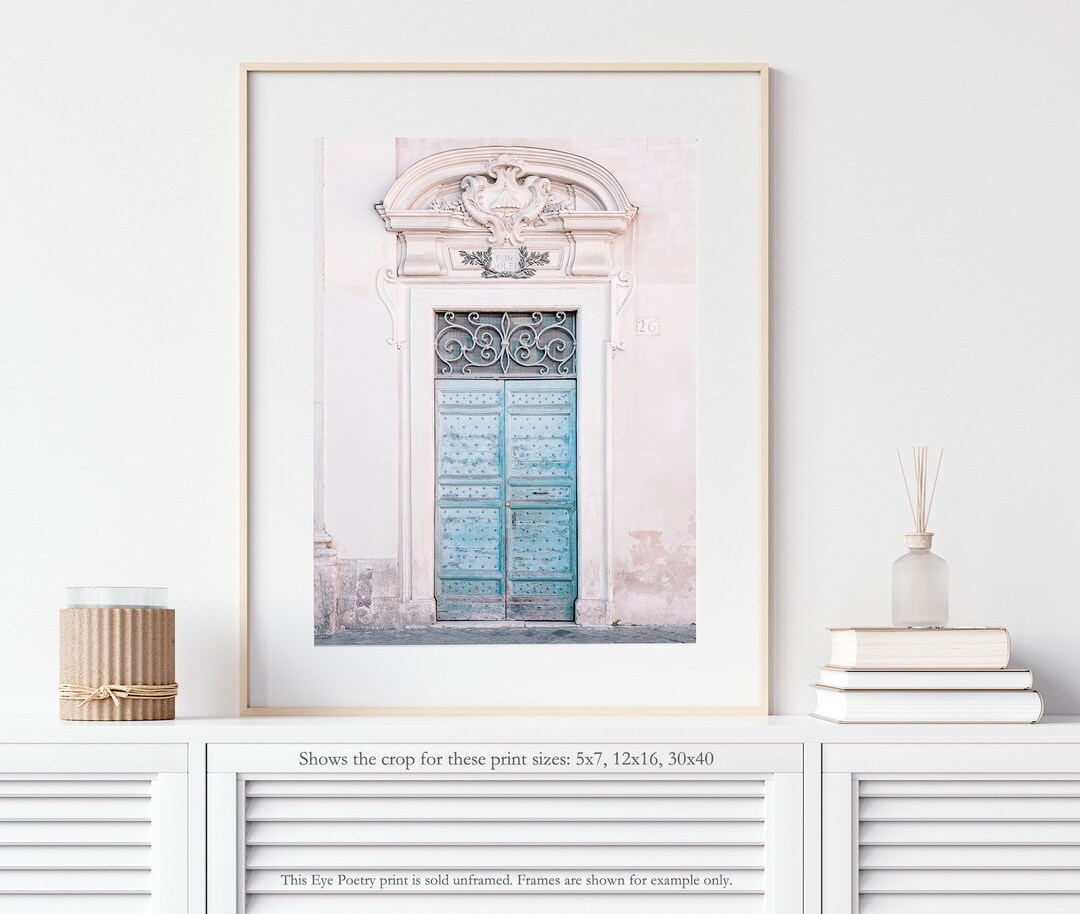 Rome Wall Art Italy Print Pale Blue Door Photo Chic - Etsy