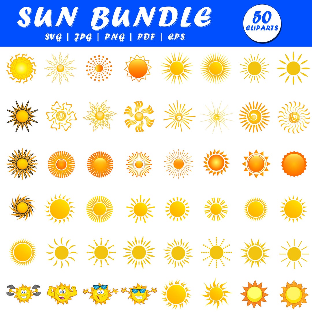 Shining Sun Svg Bundles, Sunrise Svg Bundles, Hot Summer Sun Svg ...