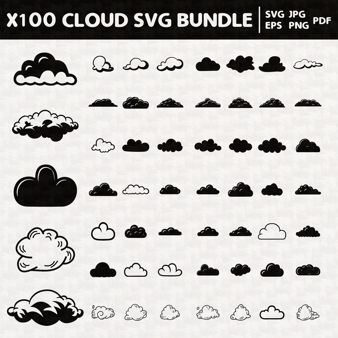Sky Cloud Svg Bundles, Cloud Svg, Clouds Clipart, Clouds Png, Sky ...