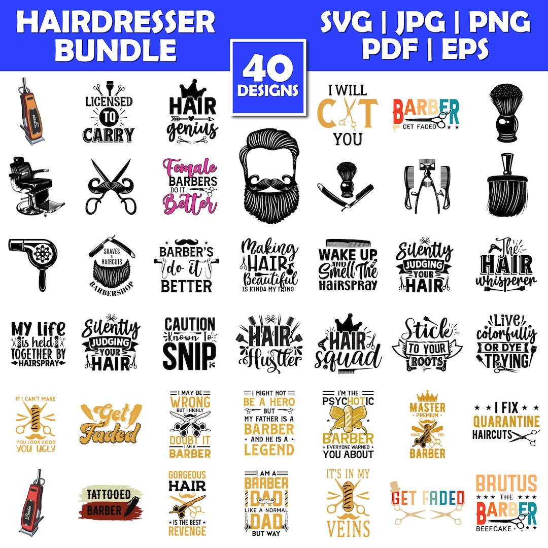 Fashion Hairdresser Svg Bundles, Hair Cut Svg, Barber Svg Bundles ...