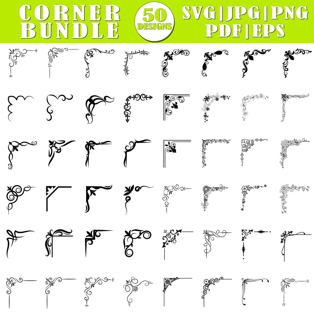 Corner Svg Bundles, Corner Svg, Corner Border Svg, Vintage Corner Svg ...