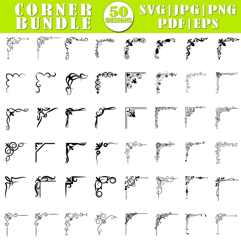 Corner Svg Bundles, Corner Svg, Corner Border Svg, Vintage Corner Svg ...