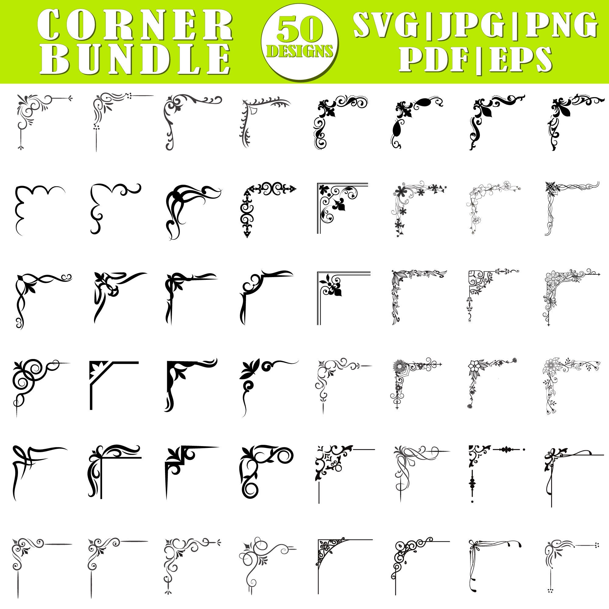 Corner Svg Bundles, Corner Svg, Corner Border Svg, Vintage Corner Svg ...
