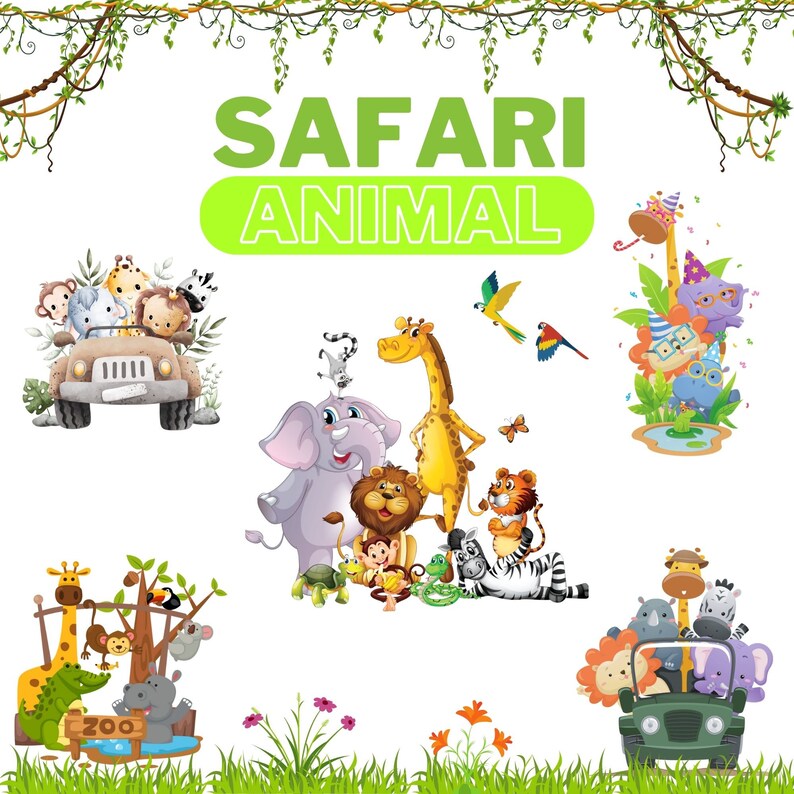 Safari Family Animal Bundles, Baby Animals PNG, Safari PNG Bundles ...