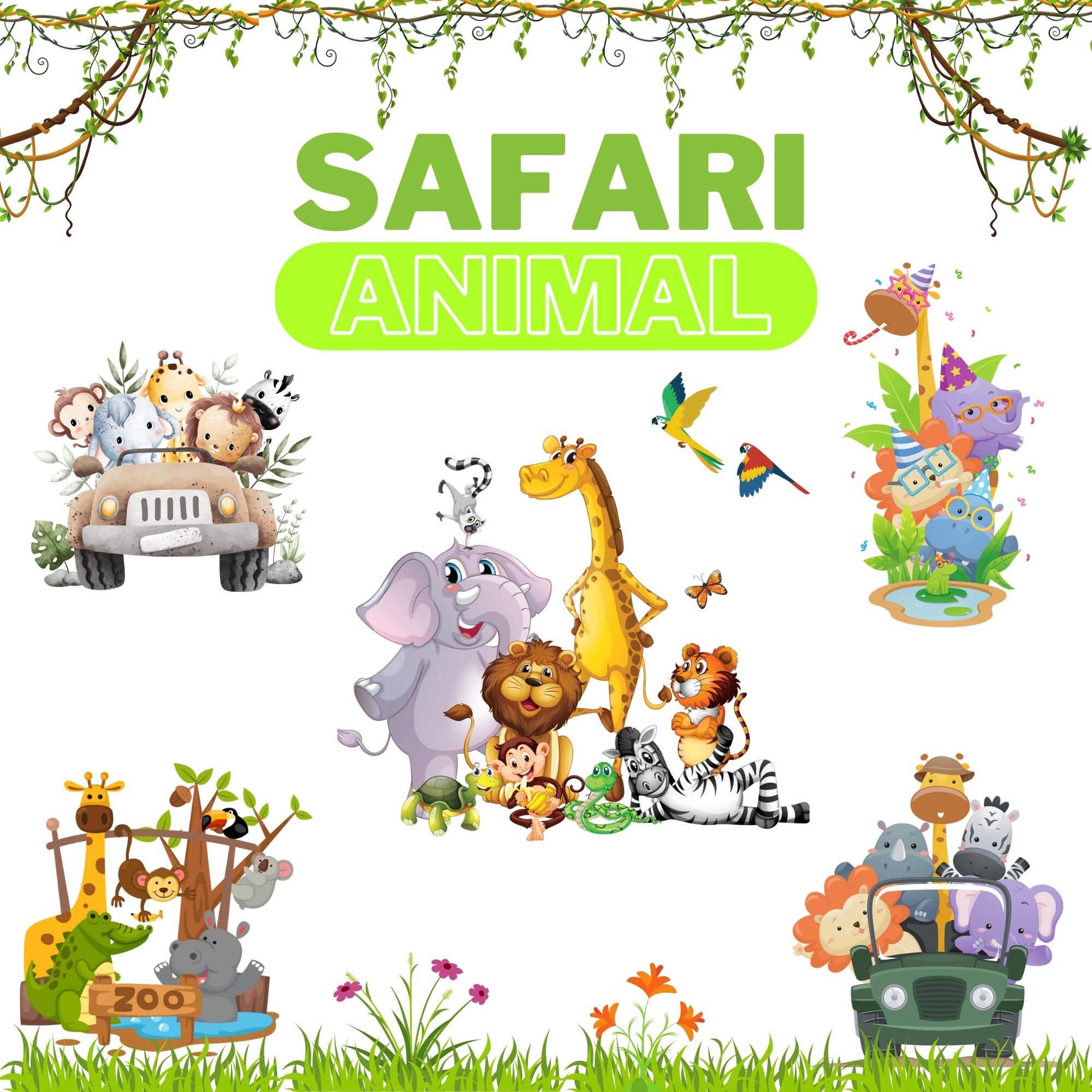 Safari Family Animal Bundles, Baby Animals PNG, Safari PNG Bundles ...