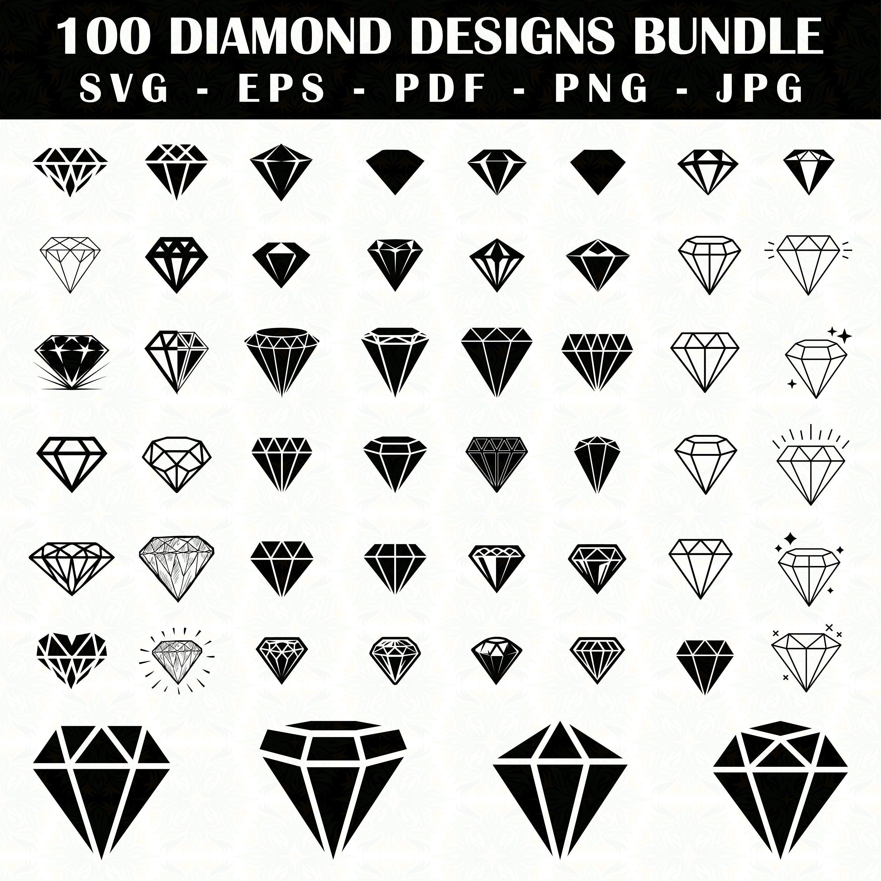 Diamond Svg Bundles, Diamond PNG Bundles, Diamond Clipart,crystal ...