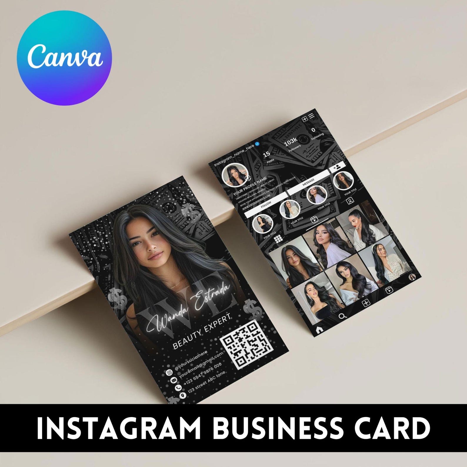 Instagram Business Card, IG Business Card, DIY Canva Business Card ...