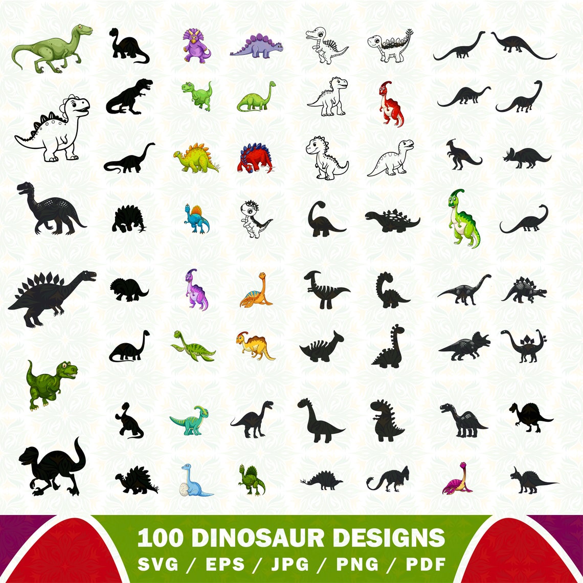 Dinosaur Svg Bundles, Dinosaur PNG Bundles, Dainosaur Clipart, Jurassic ...
