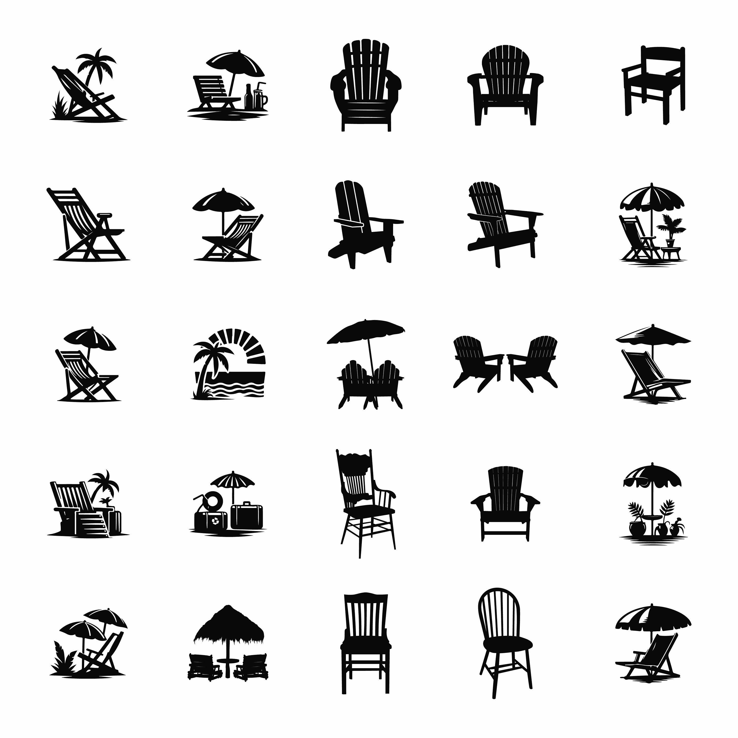 Chair Svg Bundles, Chair Clipart, Lounge Chair, Beach Chair, Vacation ...