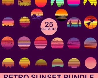 Cute Retro Sunset Svg Bundles, Vintage Palm Tree Sunset, Retro Sunset ...