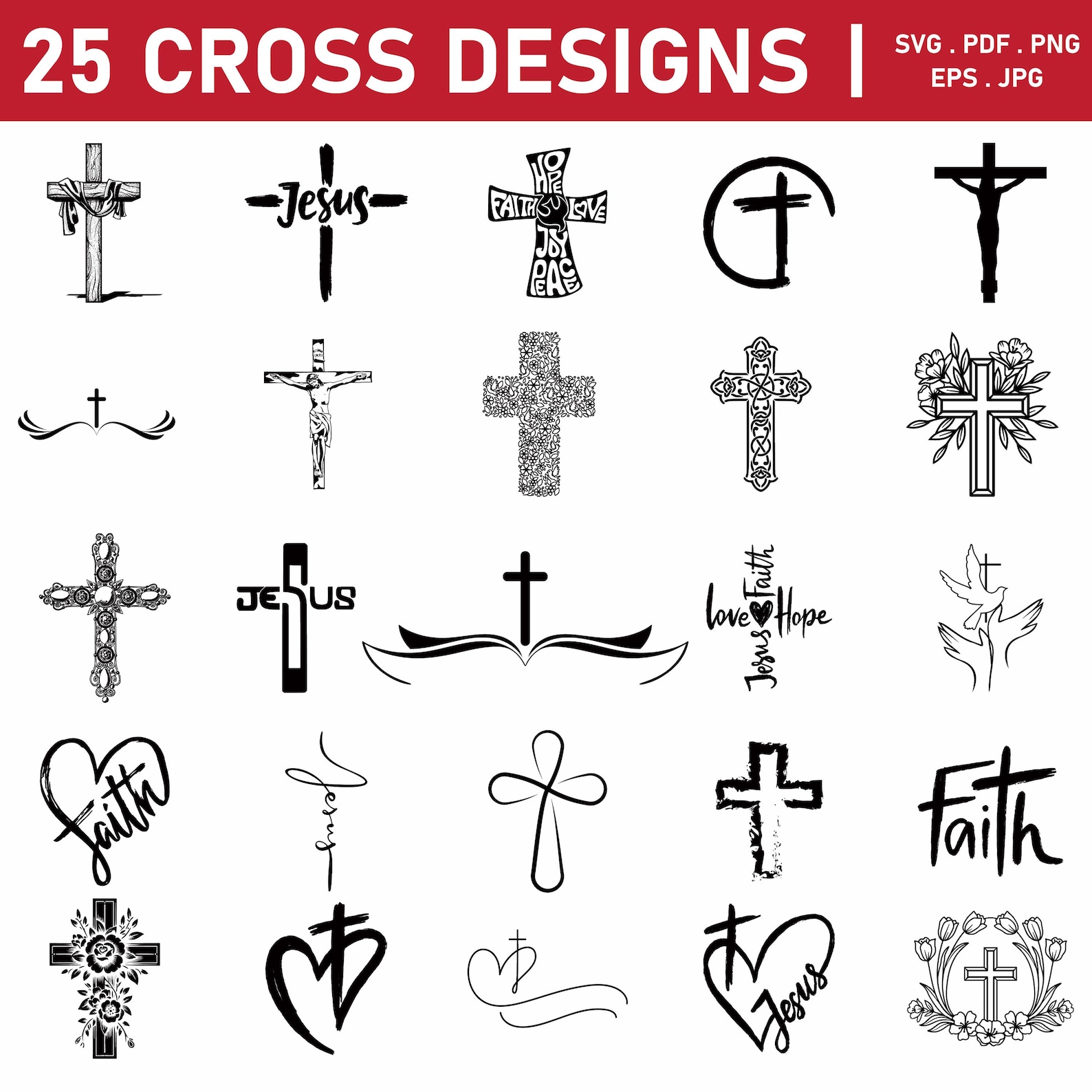 Floral Cross Svg, Cute Cross Svg, Floral Cross PNG, Cross Clipart ...