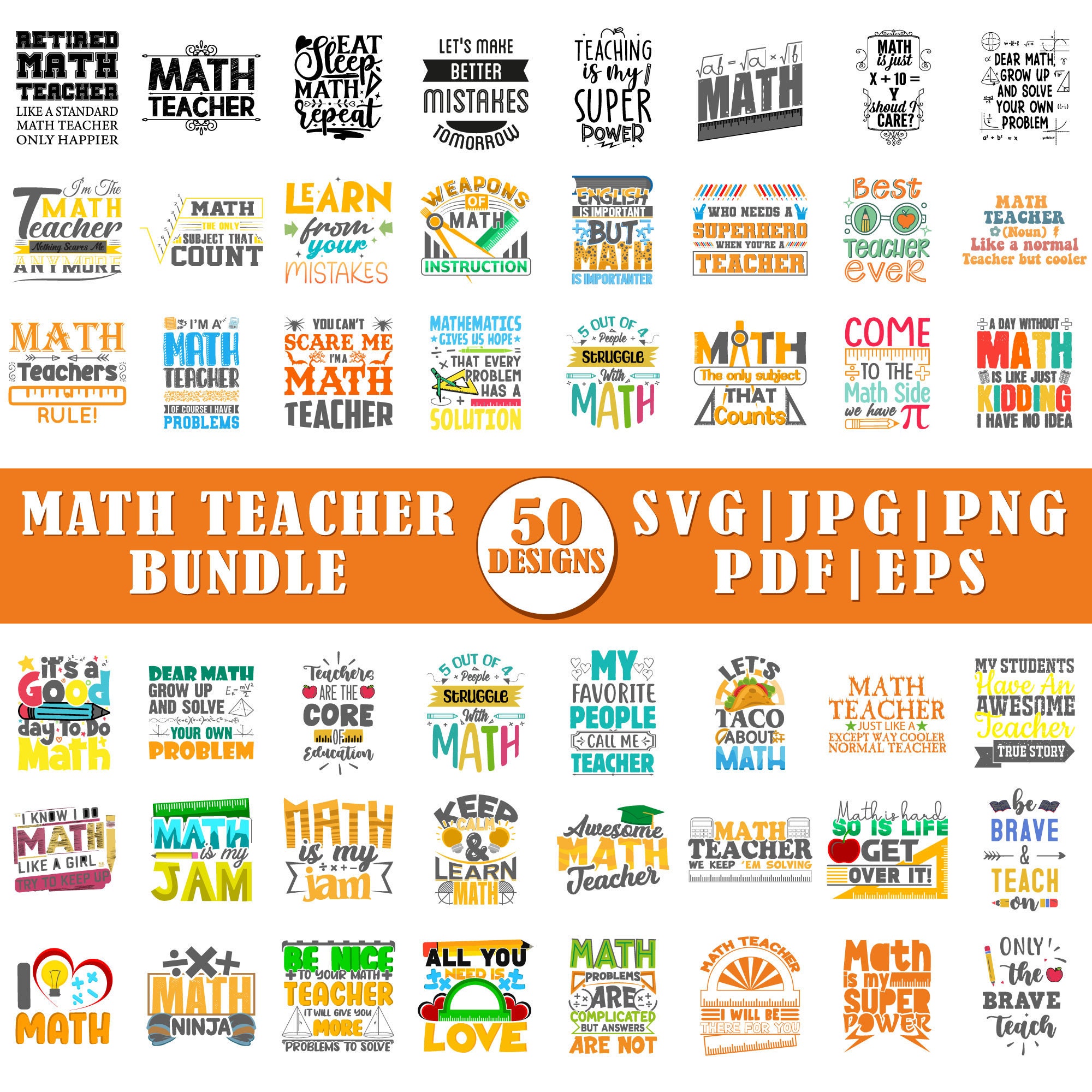 Math Teacher SVG PNG Bundle, Math Student Svg Bundle, Math Tacher Svg ...