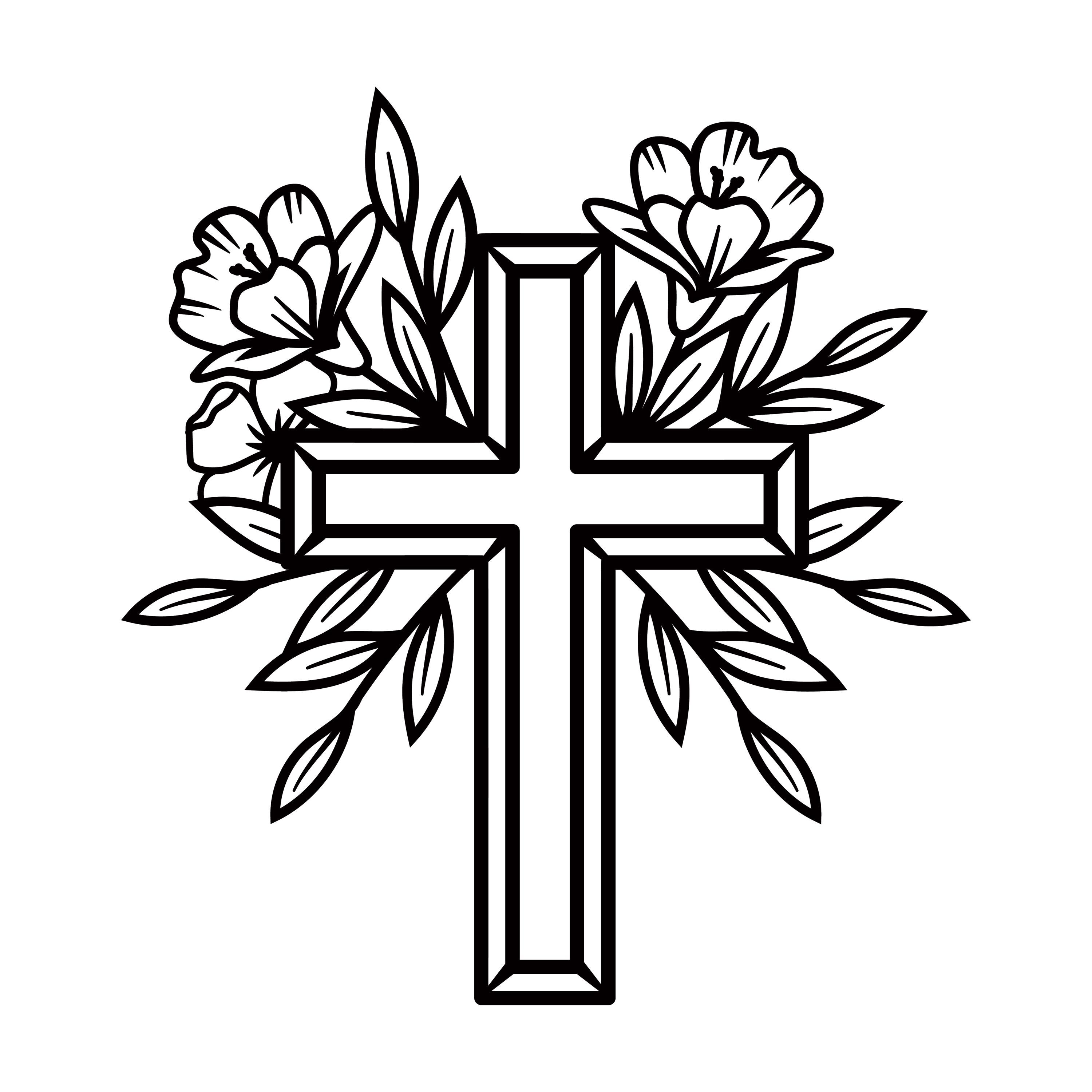 Floral Cross Svg, Cute Cross Svg, Floral Cross PNG, Cross Clipart ...