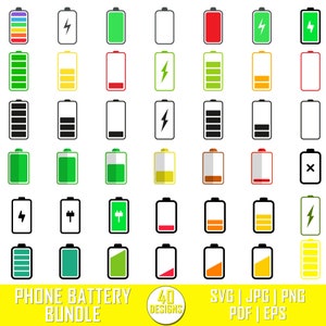 Colorful Mobile Battery Svg Bundles, Colorful Battery Svg, Mobile ...
