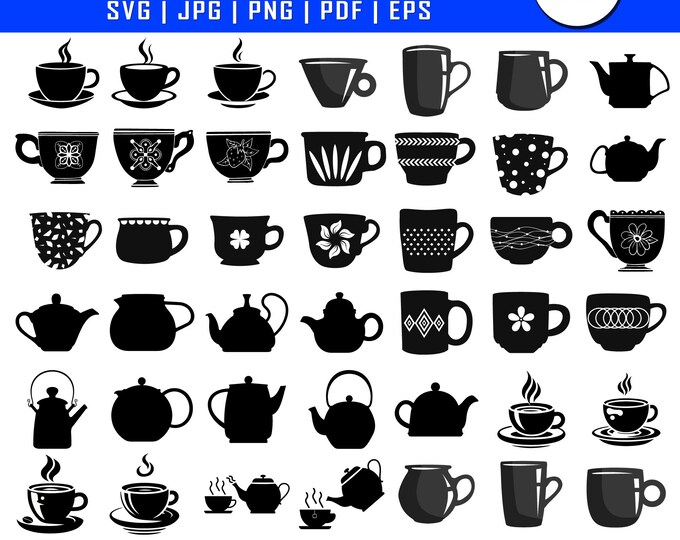 Cup Svg, Cups Svg, Tea Svg, Mug, Cute, SVG, Ai, Pdf, Eps, Svg, Dxf, Png ...