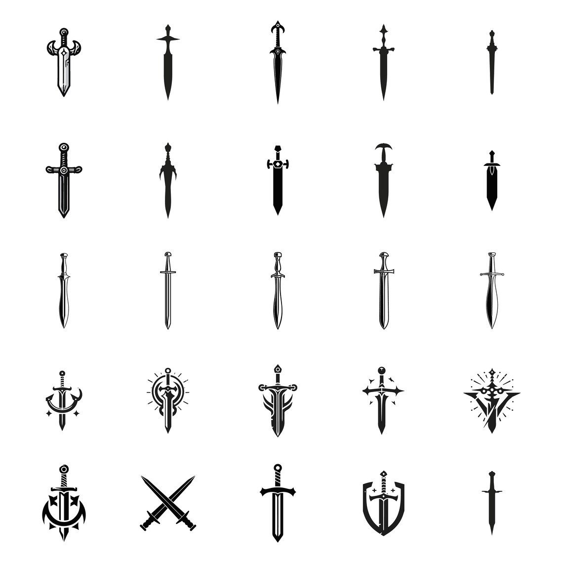 Lots de Svg épée, épée Png, Clipart épée, arme Svg, épées couper des ...